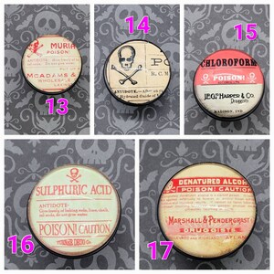 17 Poison Collection Made to Order Drawer Pull Knobs Glass Dome Goth ...