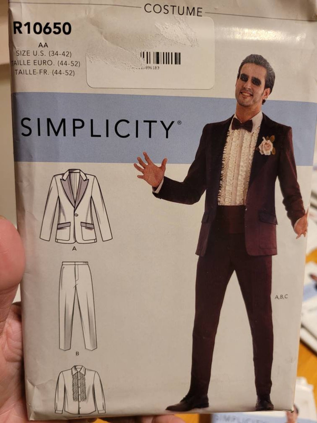 Simplicity Mens Tuxedo Sewing Pattern R10650: Halloween Costume, Size ...