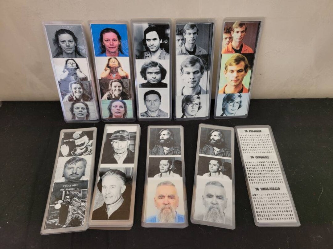 Serial Killer Bookmarks, Alieen, Bundy, Dahmer, Gacy, Gein, Manson ...