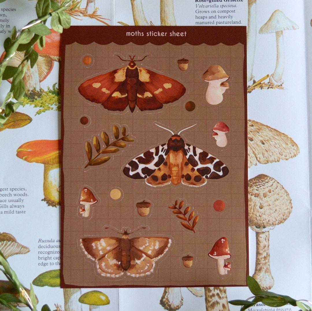 Moths A6 Sticker Sheet Moth Sticker, Moth Sticker Sheet, Moth Gifts ...