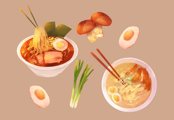 Food Sticker Packs Savoury Ramen and Sweet Desserts Stickers, Labels ...