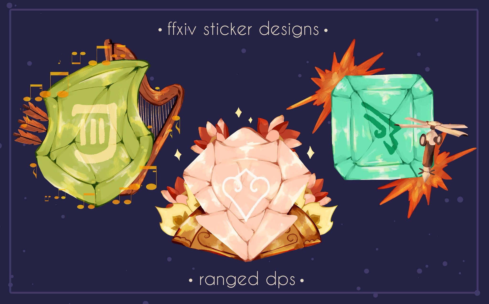 Final Fantasy XIV Job Stone Vinyl Stickers - FFXIV, FF14, MMO, Online ...