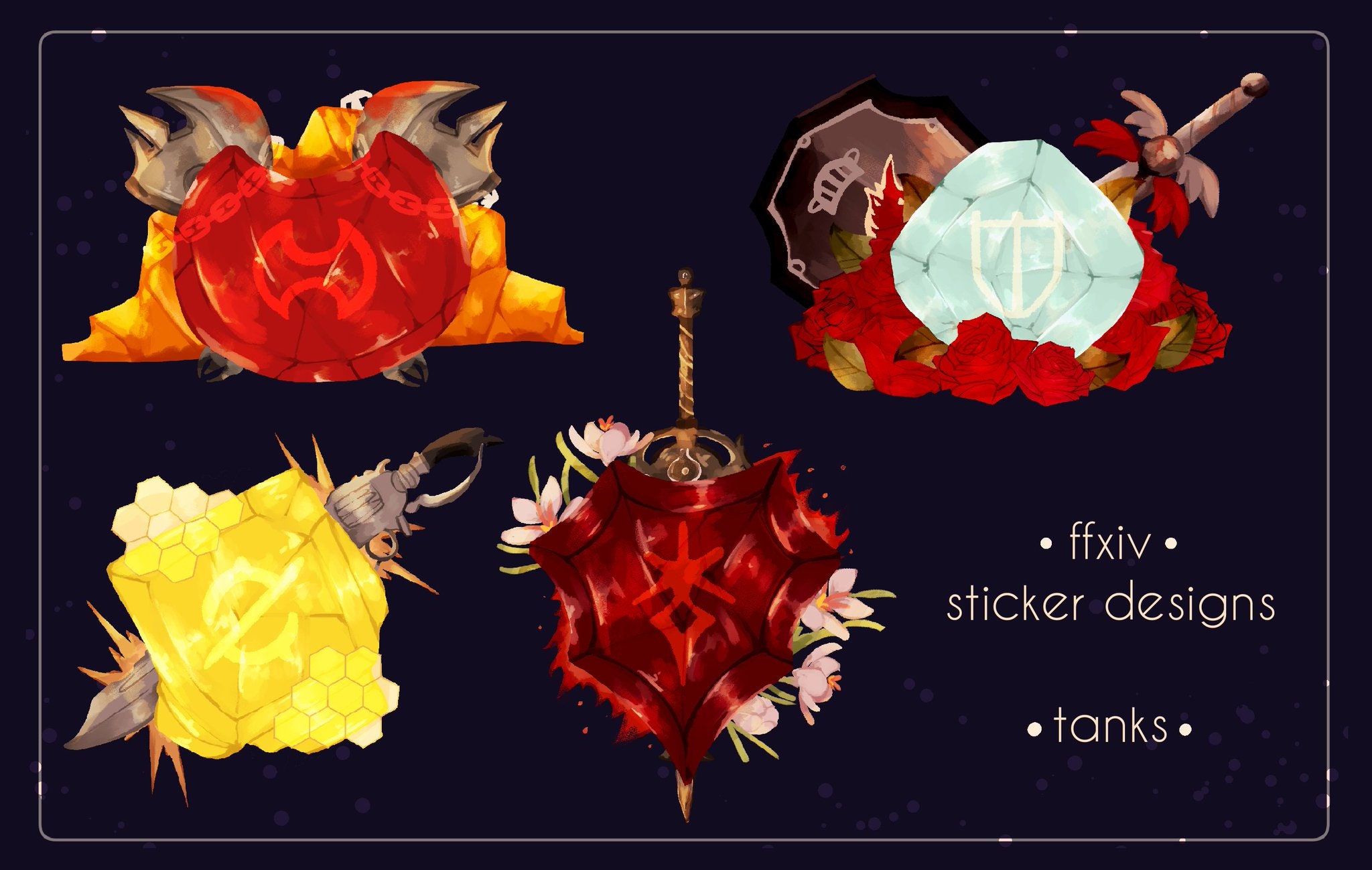 Final Fantasy XIV Job Stone Vinyl Stickers reaper & Sage - Etsy