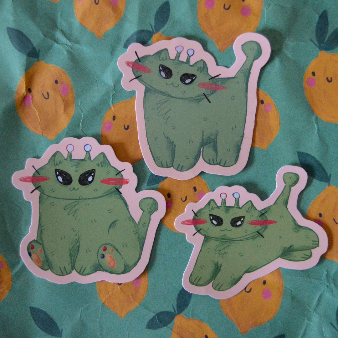 Alien Cats 60mm Stickers - Cat Meme Stickers, Funny Cat Gifts, Cat ...