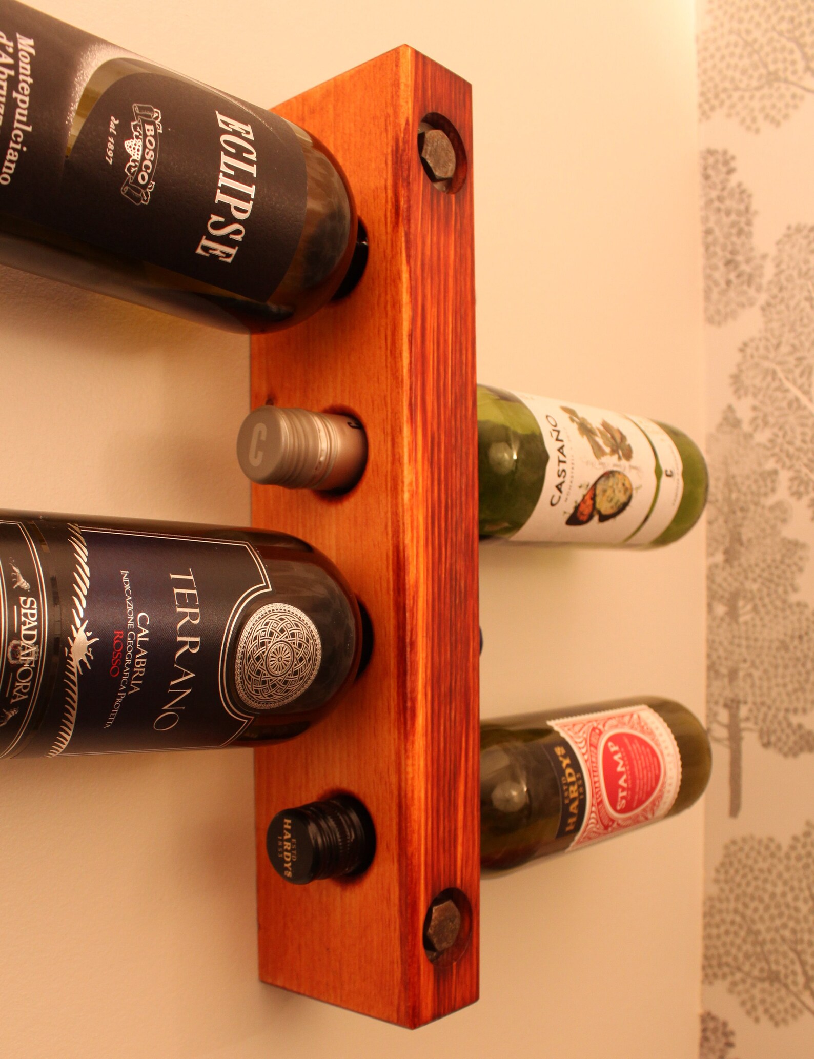Wine Rack 4 Bottle Holder Wine Rack Wood Wine Rack Wall - Etsy
