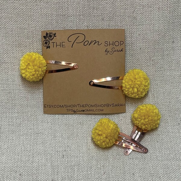 Pom Pom Hair Clips - Etsy