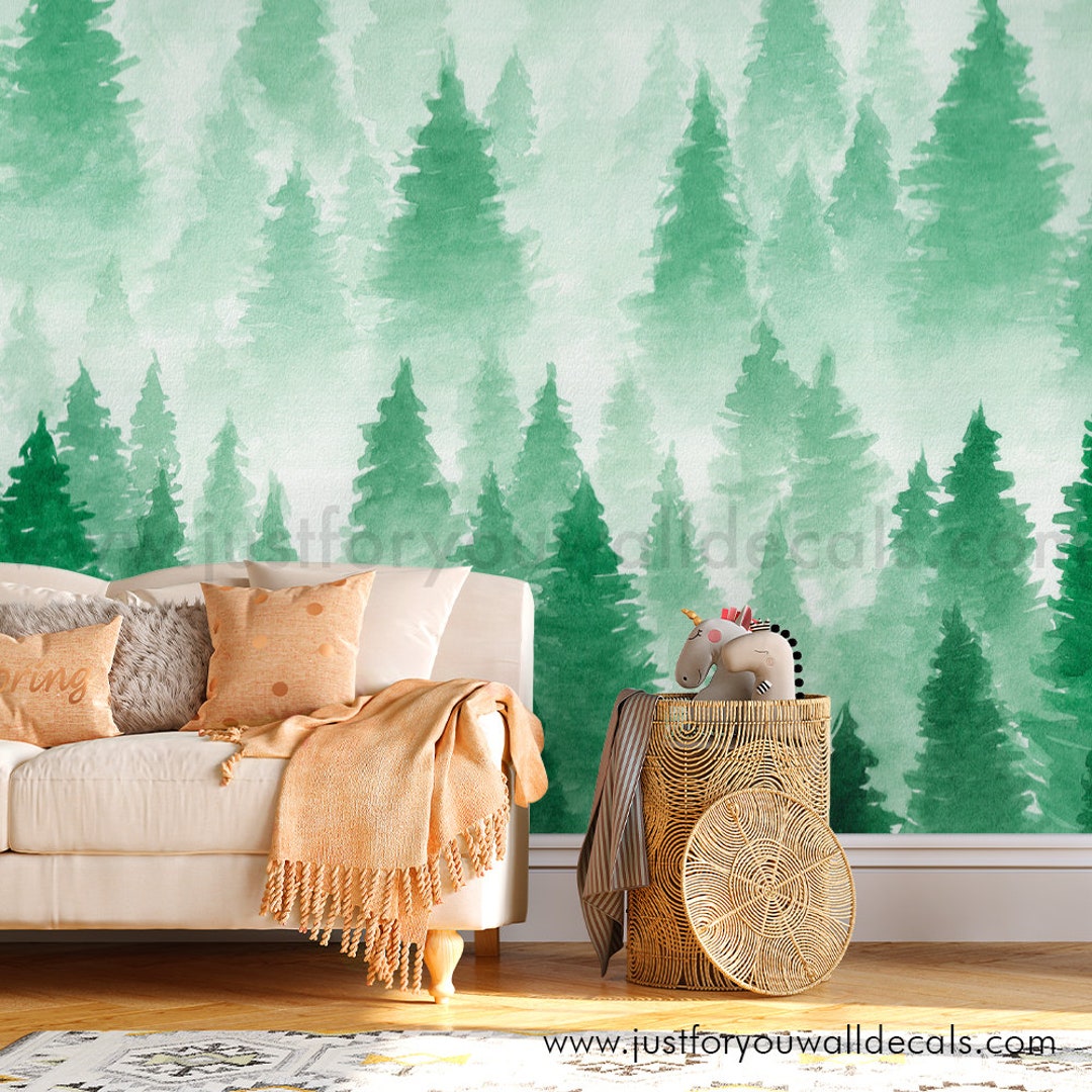 Forest Wallpaper, Forest Mural, Woodland Forest Wallpaper, Boy Nursery ...