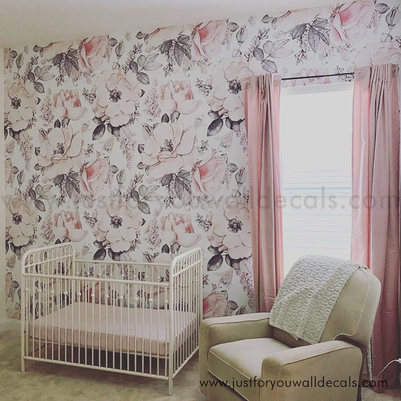 Floral Wallpaper Peony Wallpaper Girls Room Wallpaper Large - Etsy