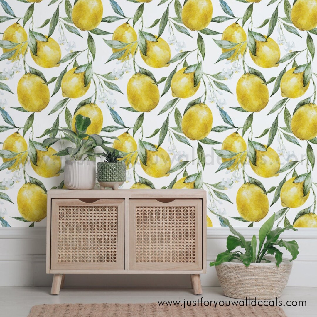 Lemon Wallpaper, Kitchen Wallpaper, Lemon Peel and Stick Wallpaper ...