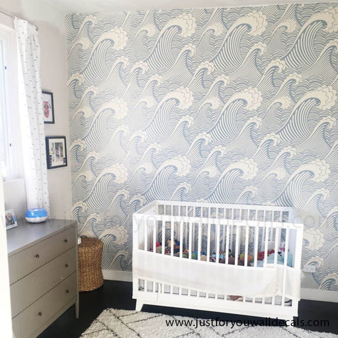 Calm and Playful Wave-pattern Wallpaper Ideal for Nursery & Bedroom ...