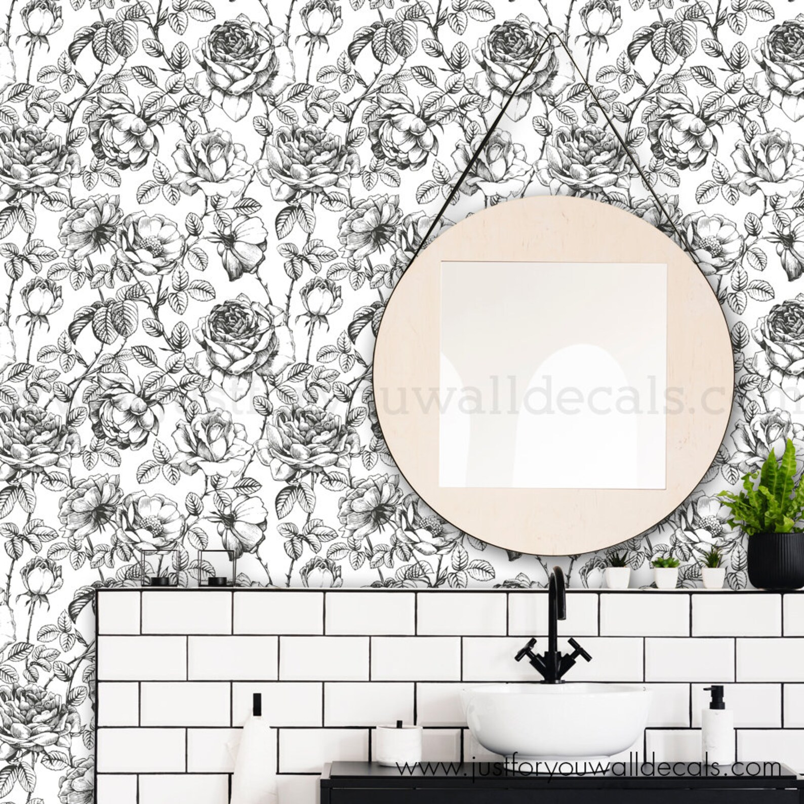 Floral Wallpaper Flower Wallpaper Removable Wallpaper Black - Etsy