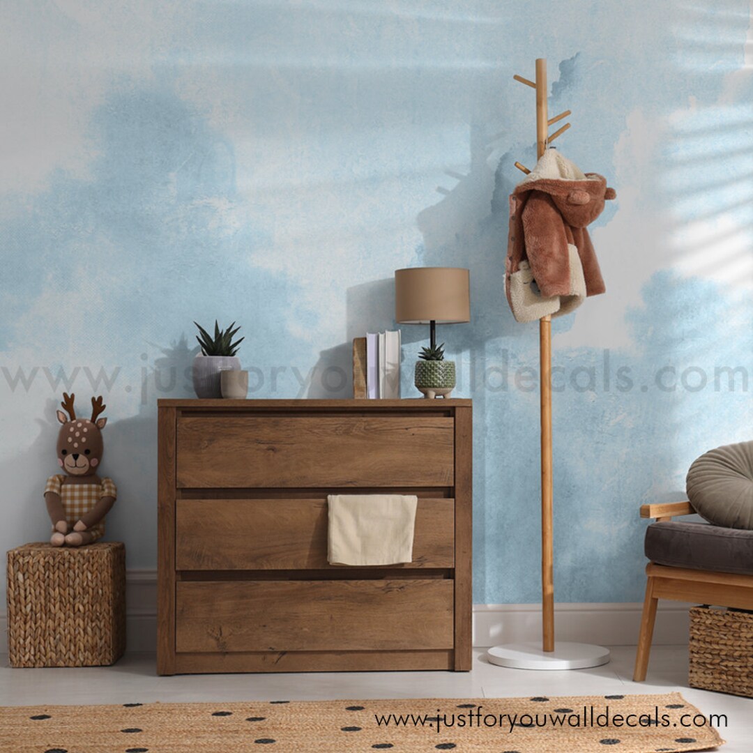 Boy Nursery Wallpaper, Watercolor Wallpaper, Blue Wallpaper, Baby Boy ...