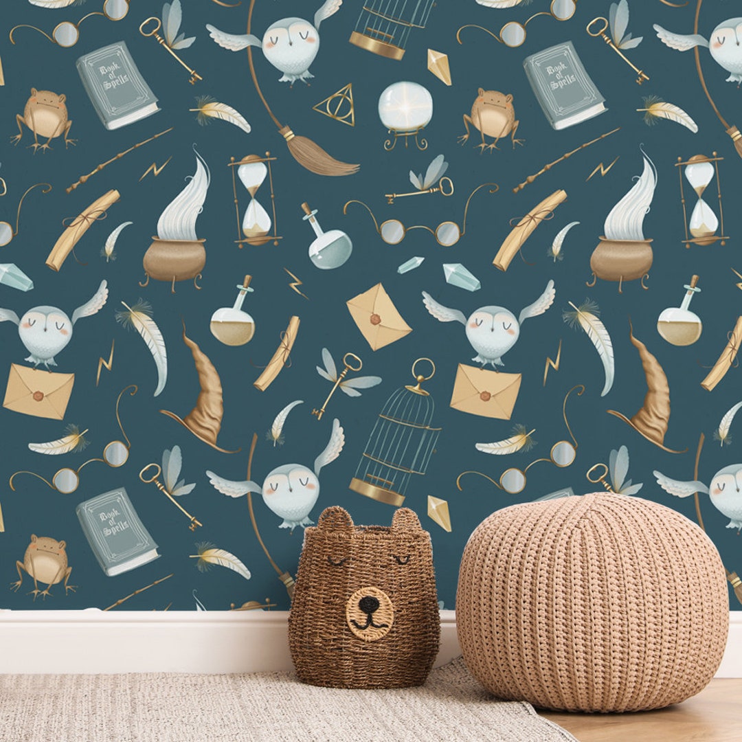 Wizard Harry Mural, Nursery Boy Wallpaper, Peel and Stick Removable ...