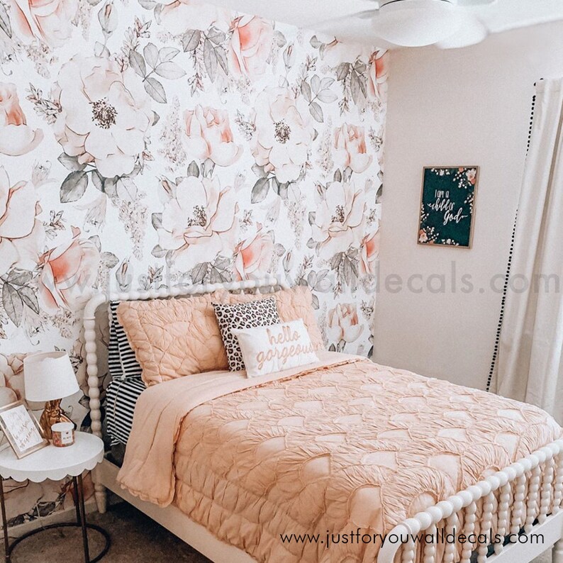 Floral Wallpaper Peony Wallpaper Girls Room Wallpaper Large - Etsy
