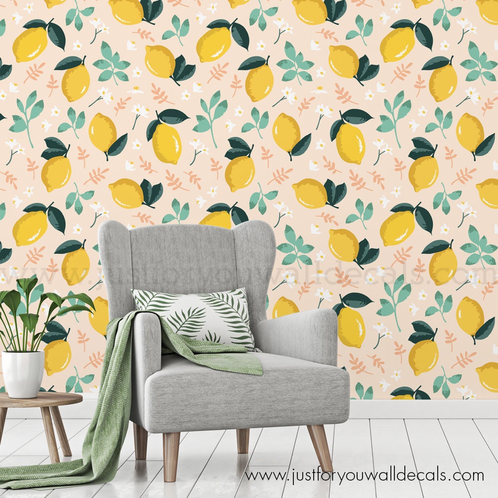 Lemon Wallpaper Yellow Wallpaper Lemon Peel and Stick - Etsy