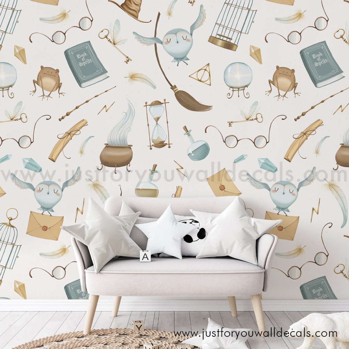 Wizard Harry Mural, Nursery Boy Wallpaper, Peel and Stick Removable ...