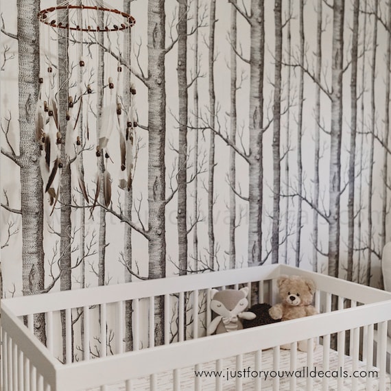Birch Tree Wallpaper Nursery Wallpaper Kids Wallpaper Forest - Etsy Canada