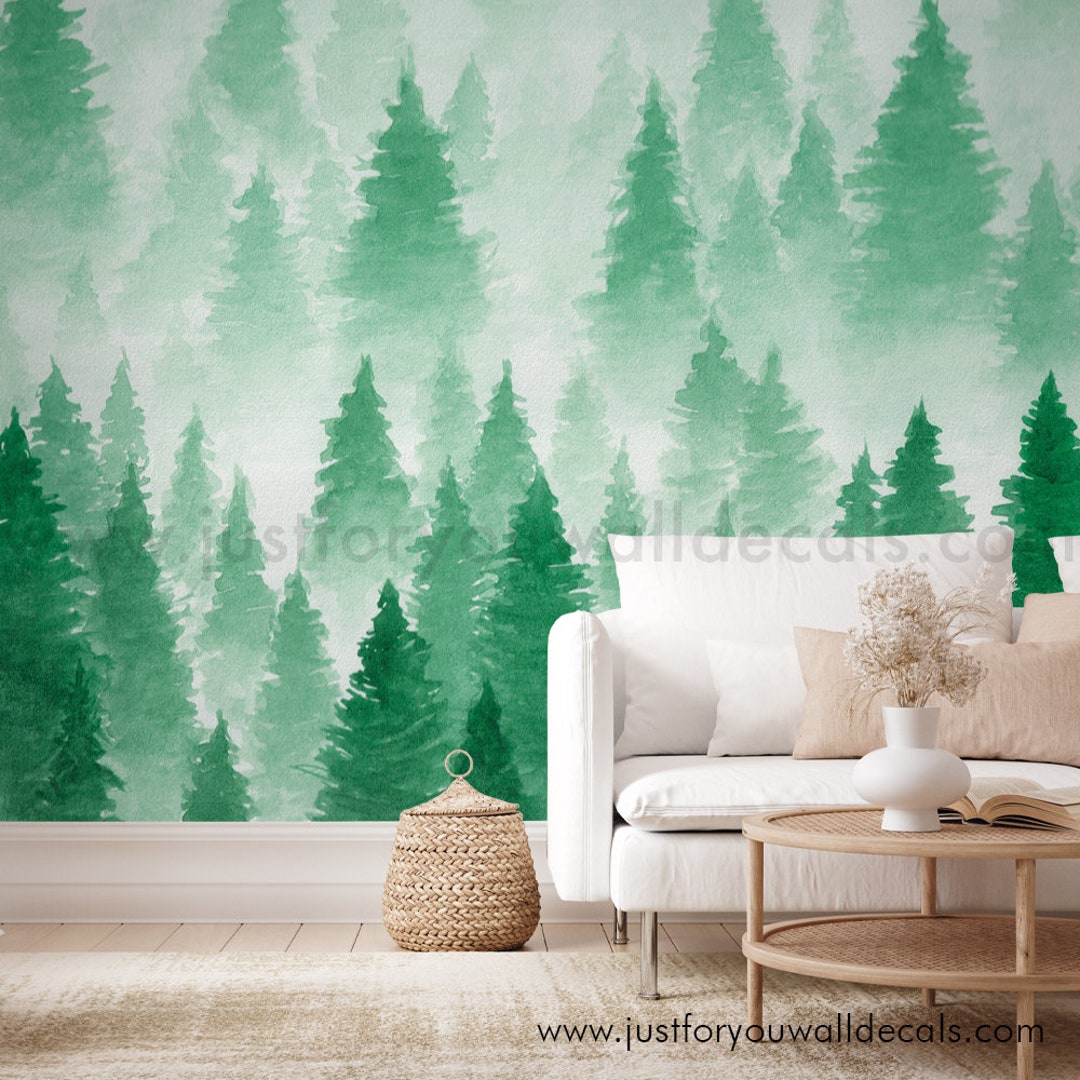 Forest Wallpaper, Green Wallpaper, Tree Wallpaper, Wallpaper for Living ...