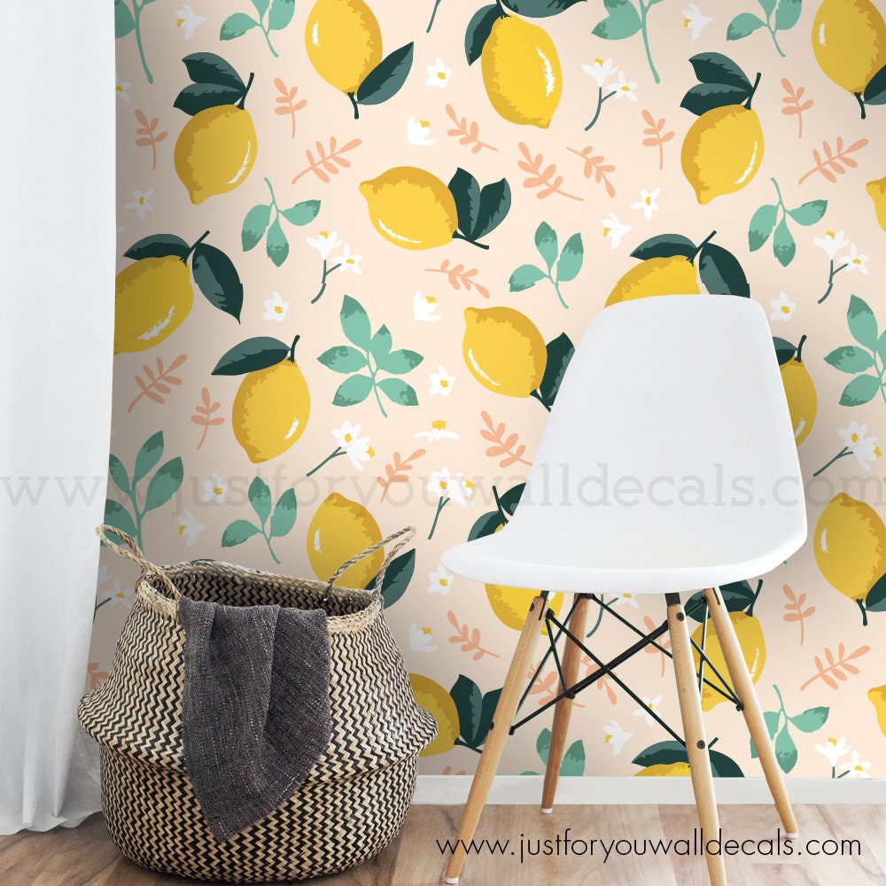 Lemon Wallpaper Yellow Wallpaper Lemon Peel and Stick | Etsy