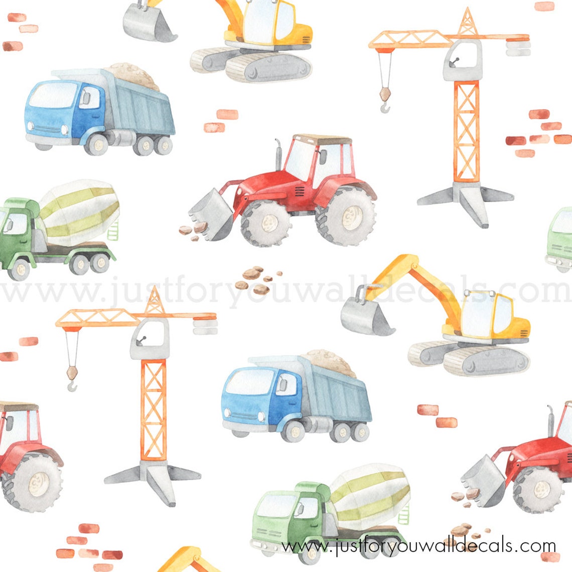 Peel and Stick Construction Wallpaper, Truck Tractor Wallpaper ...