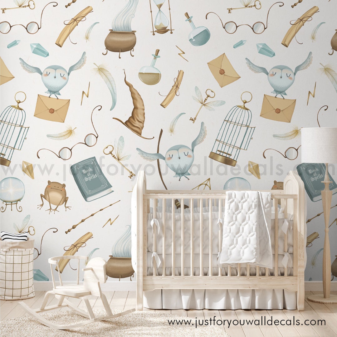 Wizard Harry Mural, Nursery Boy Wallpaper, Peel and Stick Removable Mural, Potter Magic ...