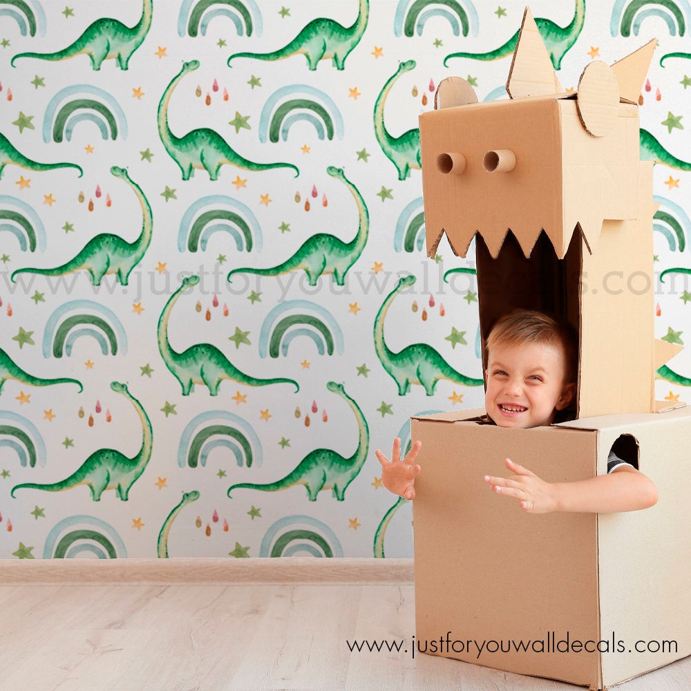 Dinosaur Wallpaper, Baby Boy Green Wallpaper, Boys Room Wallpaper ...