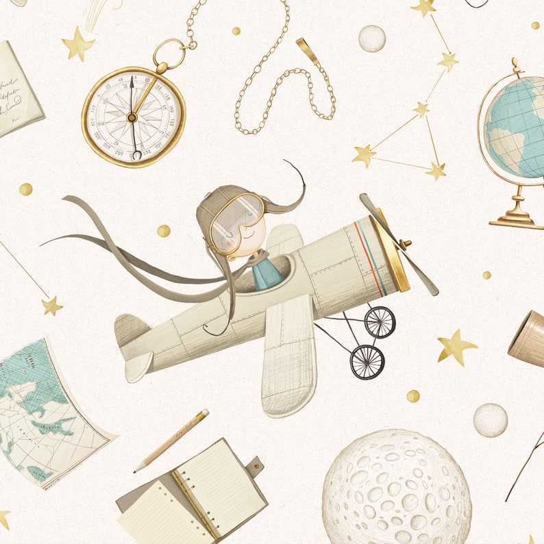 Travel Inspired Nursery Wallpaper, Peel Stick Removable Wallpaper, Boy ...