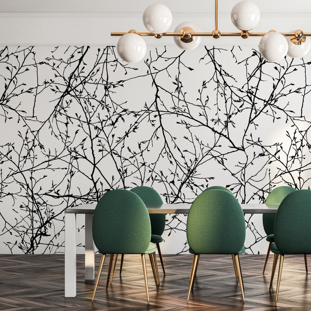 Tree Branch Wallpaper, Tree Wallpaper, Black White Nature Peel and ...