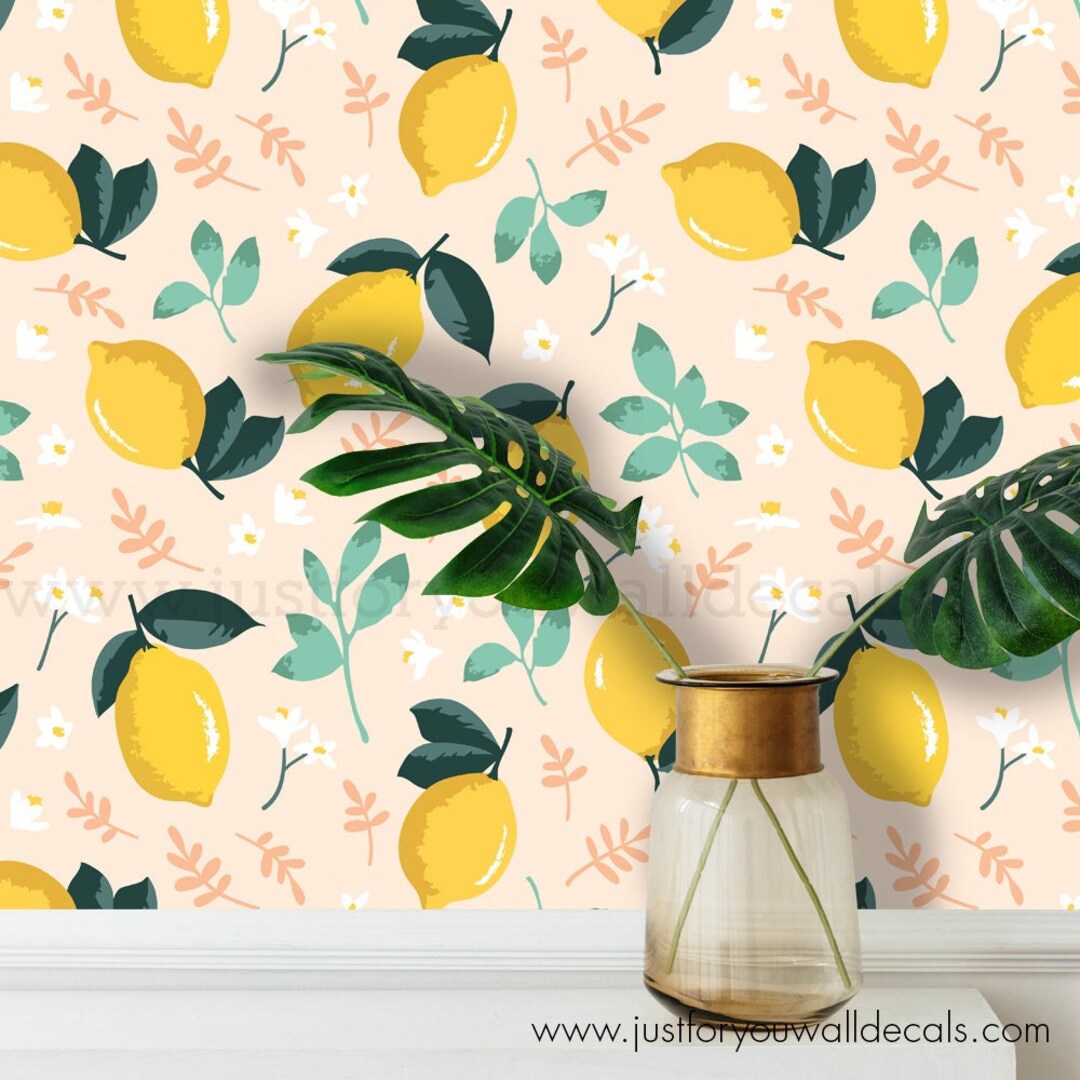 Lemon Wallpaper, Yellow Wallpaper, Lemon Peel and Stick Wallpaper ...