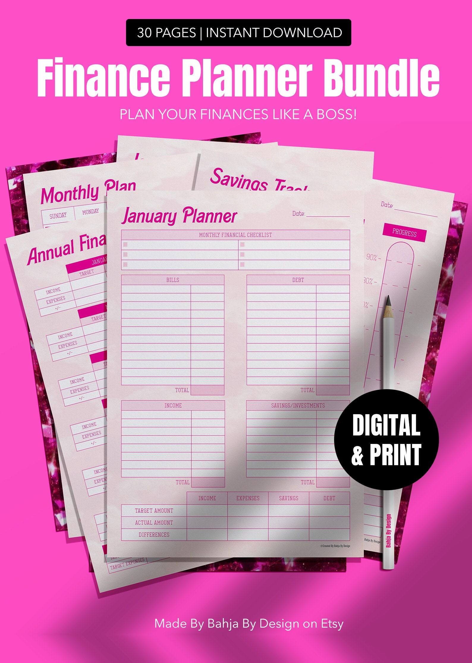Printable Budget Planner Bundle Monthly Finance Template - Etsy
