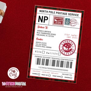 Santa Shipping Label Template Editable North Pole Mail Label Santa Mail ...