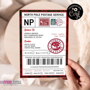 Santa Shipping Label Template Editable North Pole Mail Label Santa Mail ...