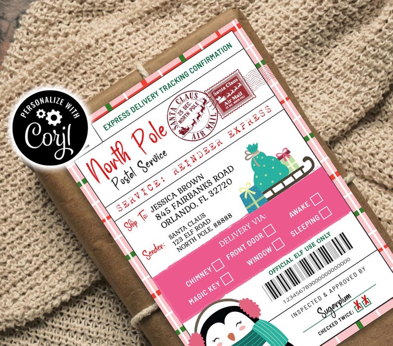 Editable Santa Shipping Label Template – North Pole Express Printable ...