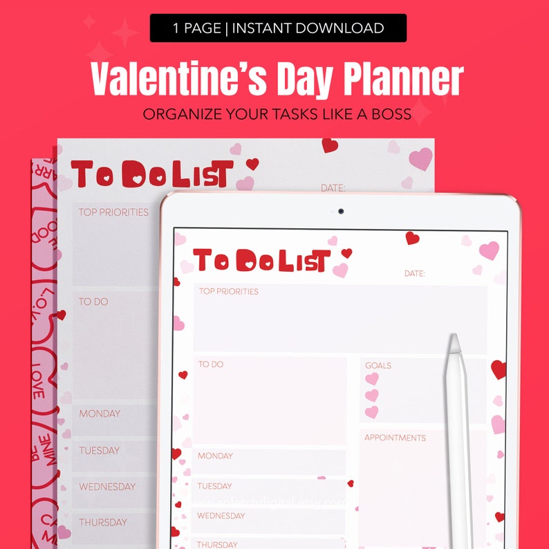 Valentine's Day Digital Planner Printable Planner iPad Planner ...