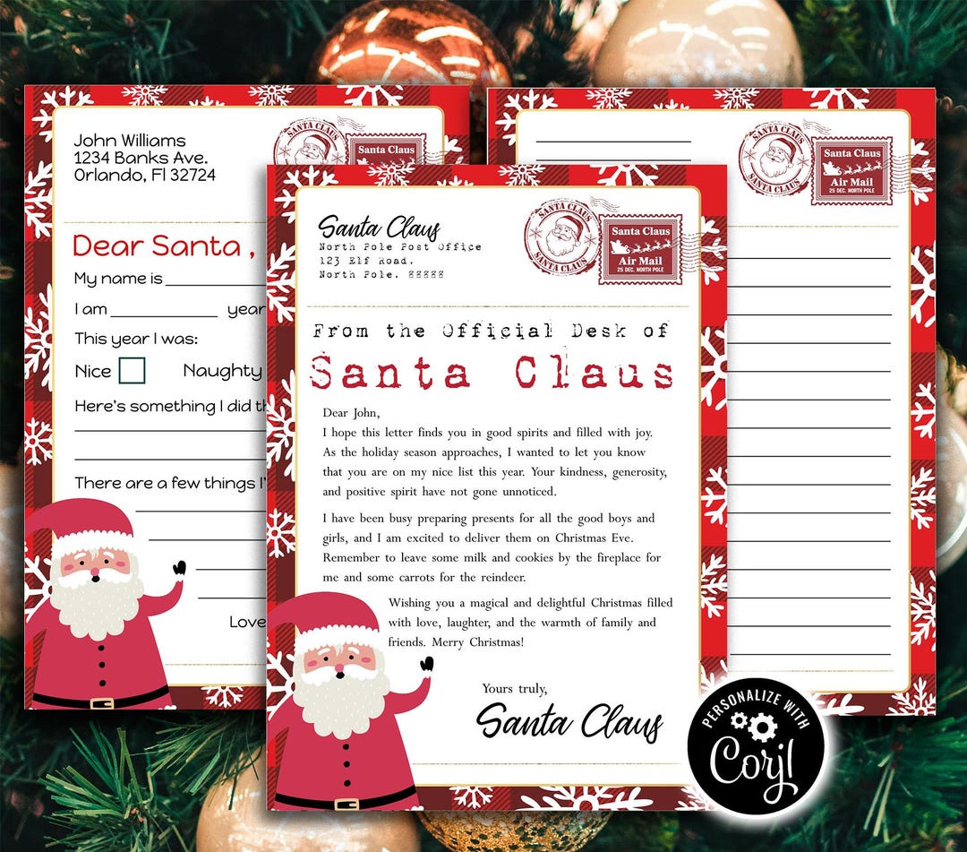 Printable Letter to Santa Bundle Santa Letter DIY Kids Christmas List 3 ...