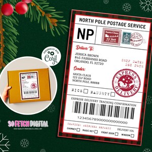 Santa Shipping Label Template Editable North Pole Mail Label Santa Mail ...