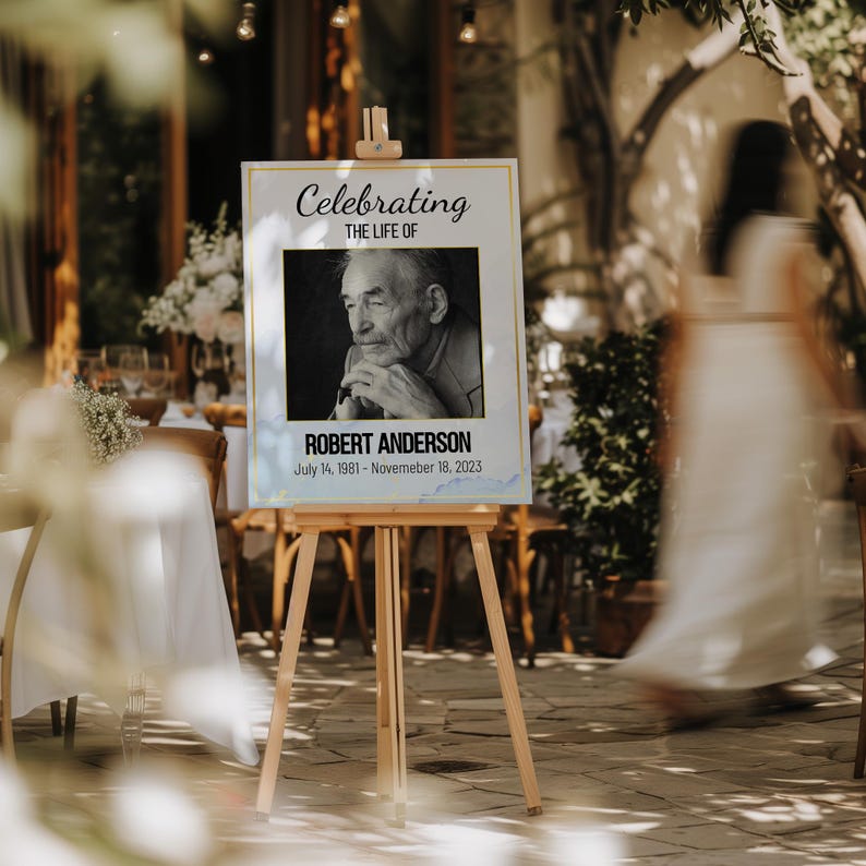 Editable Blue Marble Funeral Welcome Sign Celebration of Life ...