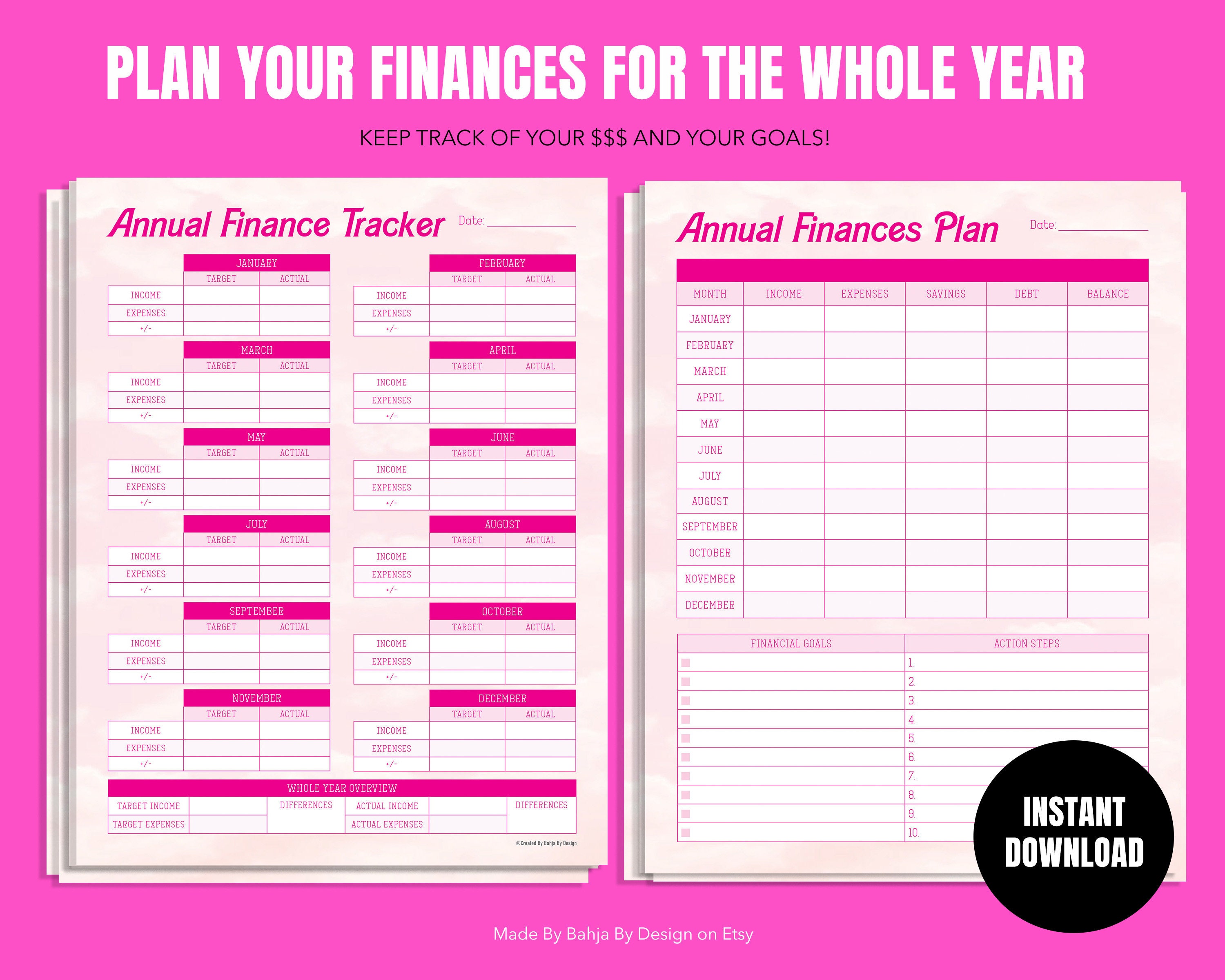 Printable Budget Planner Bundle Monthly Finance Template - Etsy
