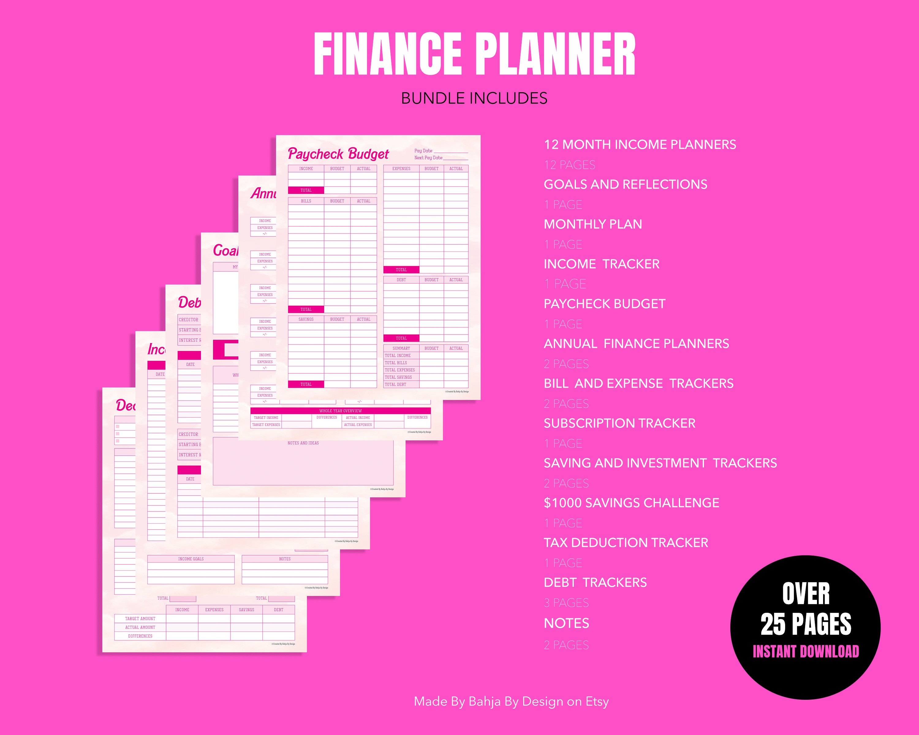 Printable Budget Planner Bundle Monthly Finance Template - Etsy