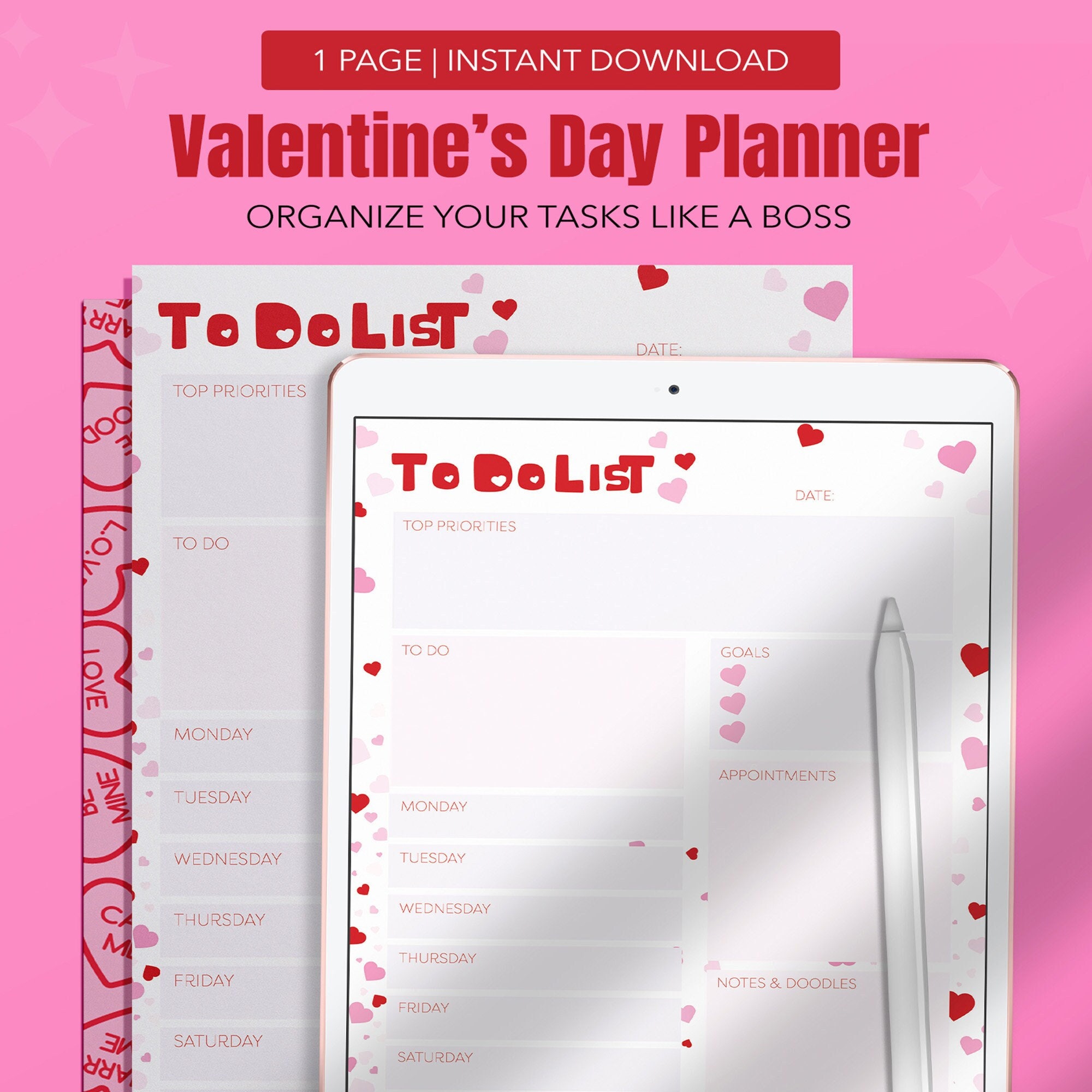 Valentine's Day Digital Planner Printable Planner iPad Planner ...