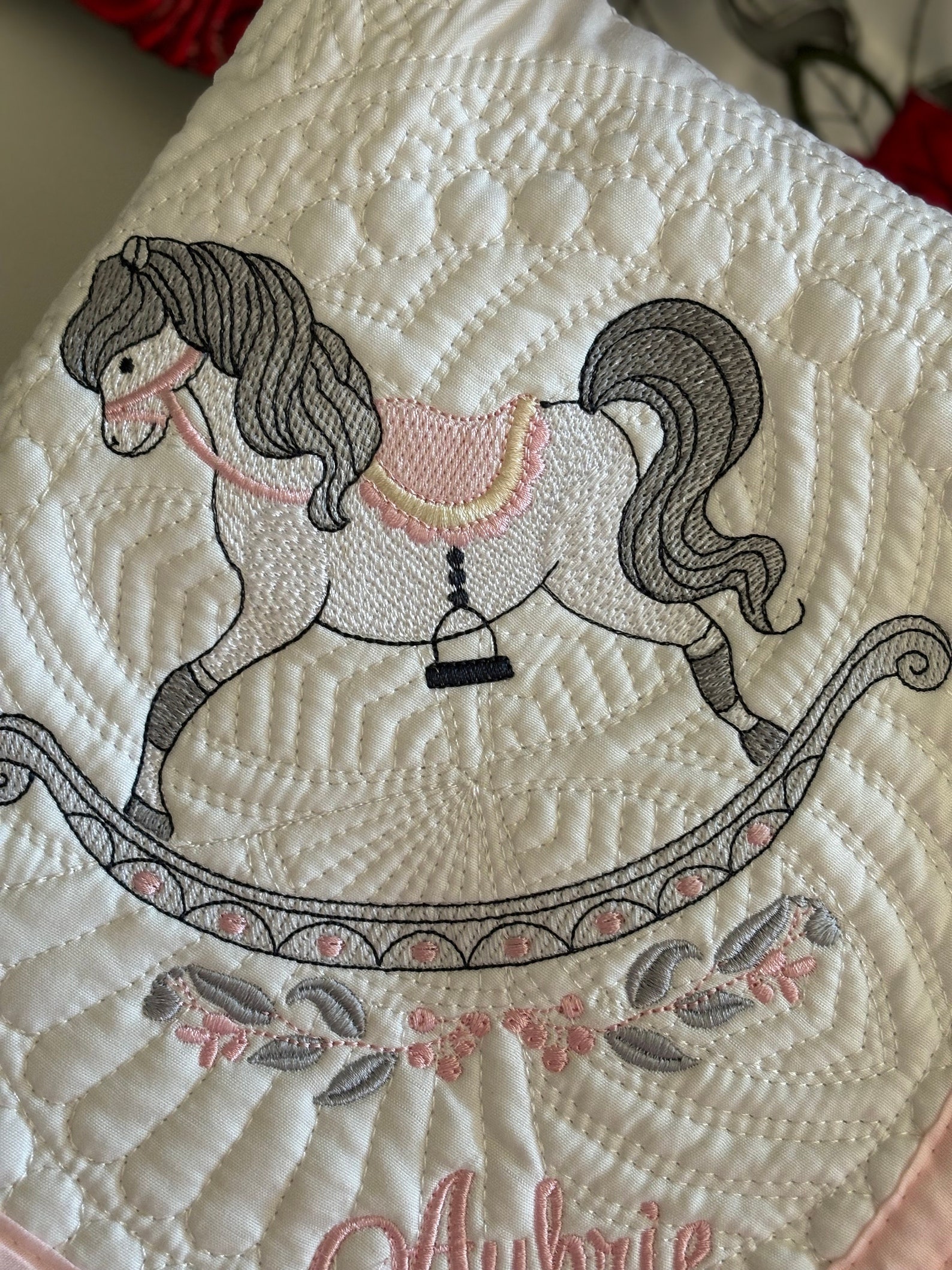Baby Girl Monogrammed Crib Quilt, Monogrammed Blanket, Baby Shower Gift ...