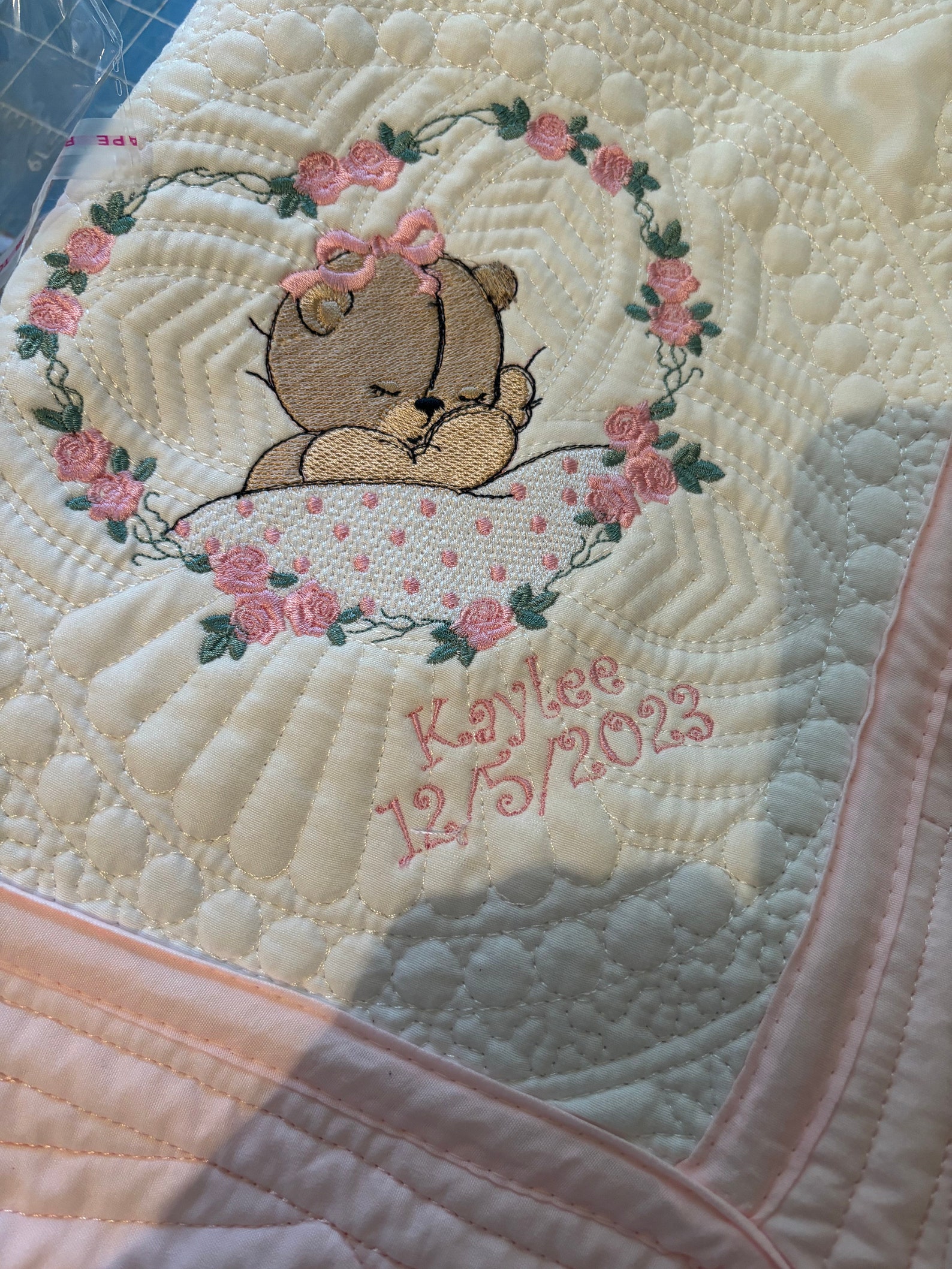 Baby Girl Monogrammed Crib Quilt, Monogrammed Blanket, Baby Shower Gift ...