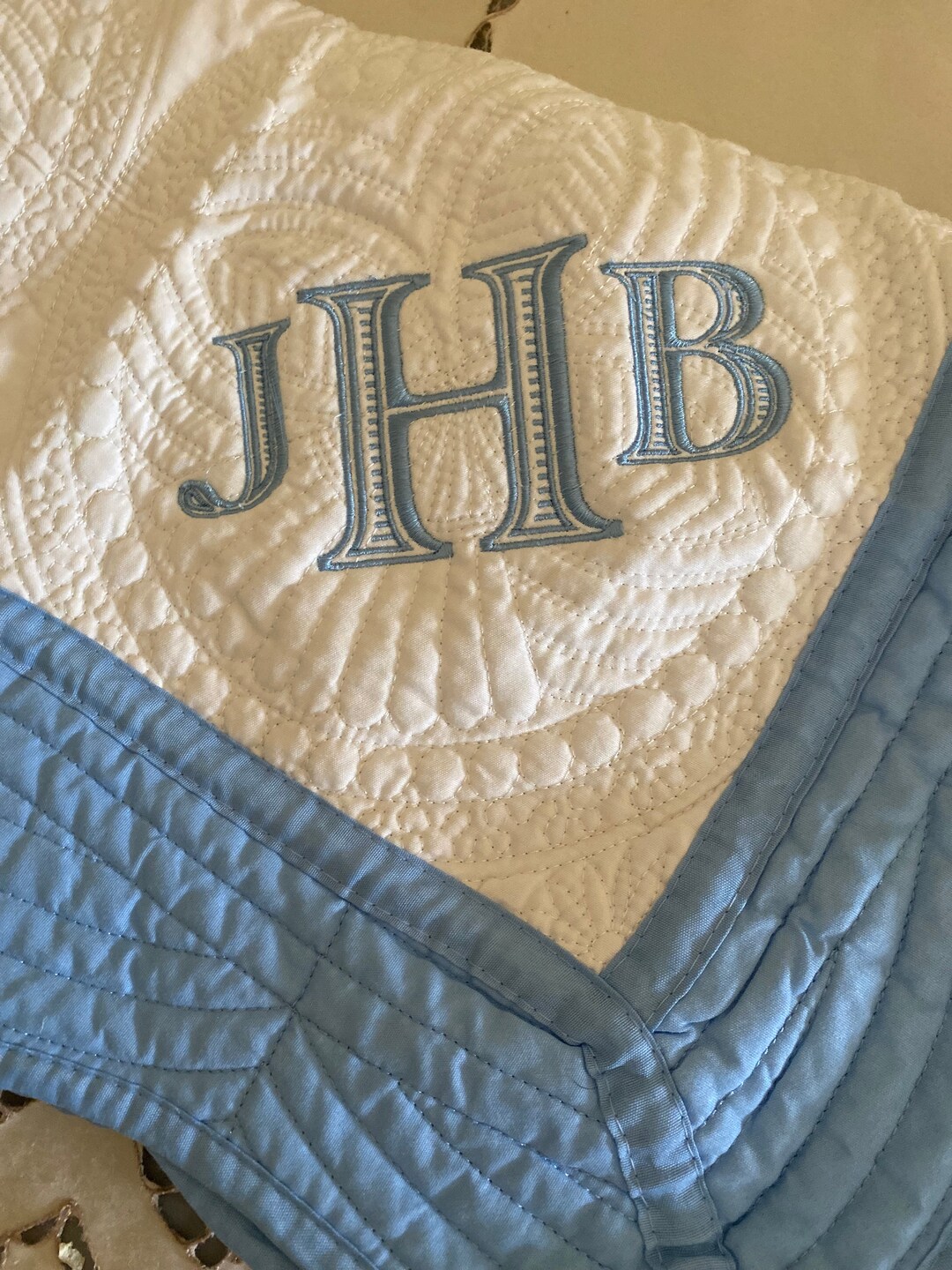 Monogrammed Baby Quilt, Puppy Embroidery, Baby Shower Gift (36x40 ...