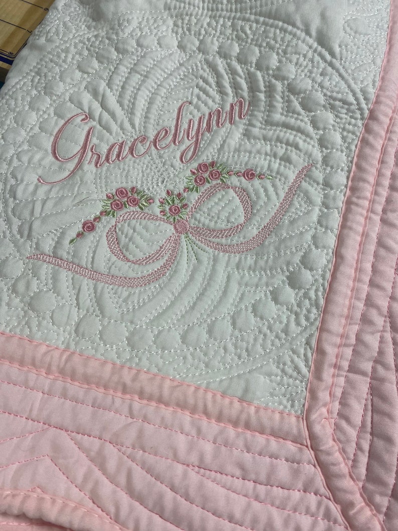 Baby Girl Monogrammed Crib Quilt Monogrammed Blanket Baby - Etsy