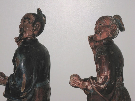 Antique Japanese Wood Realistic Sculptures of a Farme… - Gem