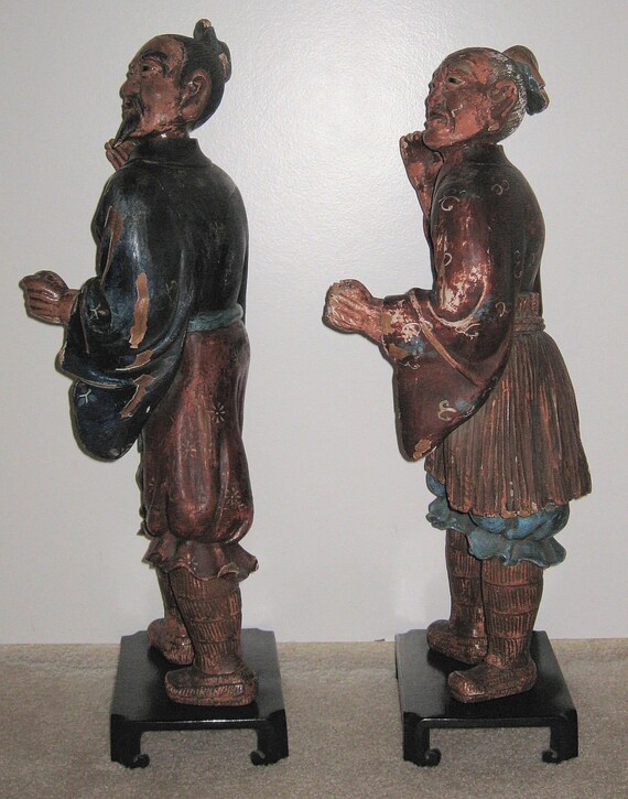 Antique Japanese Wood Realistic Sculptures of a Farme… - Gem