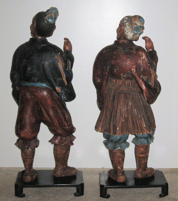 Antique Japanese Wood Realistic Sculptures of a Farme… - Gem