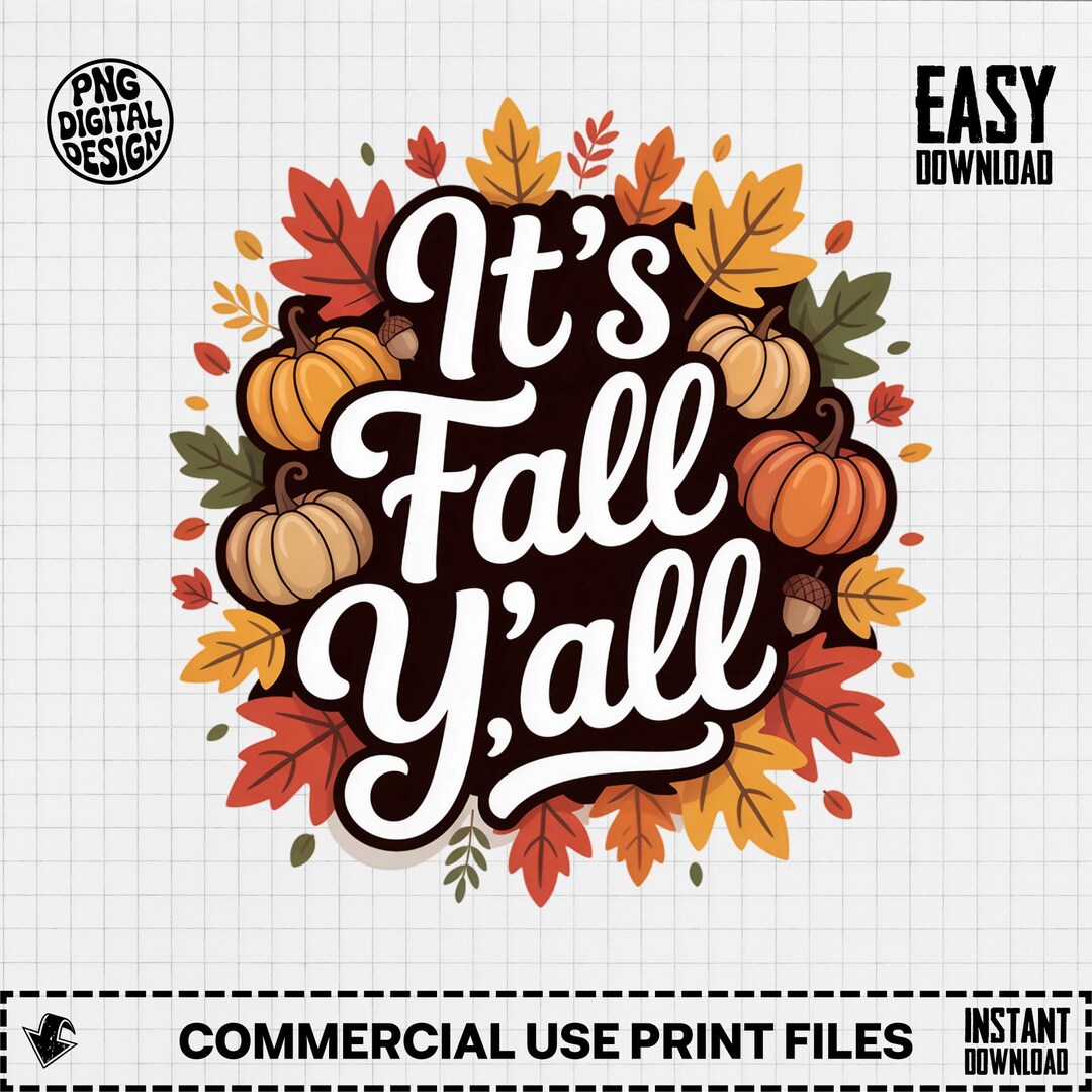 It's Fall Y'all PNG, Autumn Leaves and Pumpkins (digital Download) - Etsy