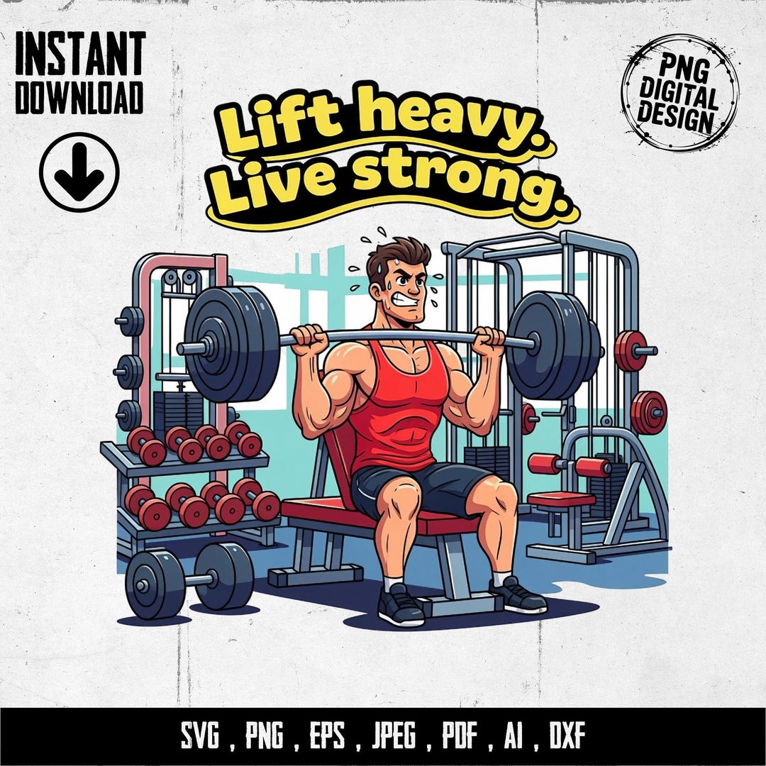 Lift Heavy Live Strong Gym Shirt: Motivational Workout PNG Download - Etsy