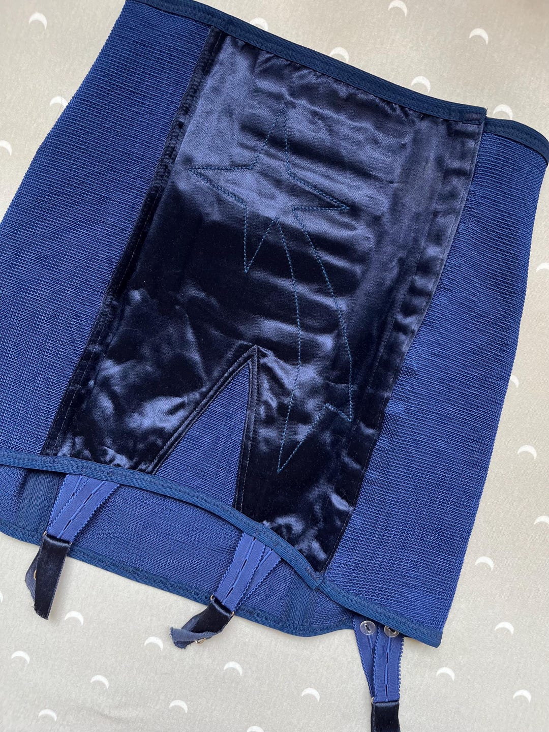 Vintage 1950s Midnight Blue Shooting Star Satin Girdle Corset 50s ...